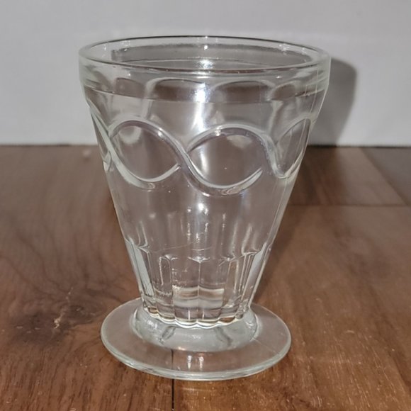 Dining | Pressed Loop Border Optic Ribbed Base Footed Juice Glass Optic ...